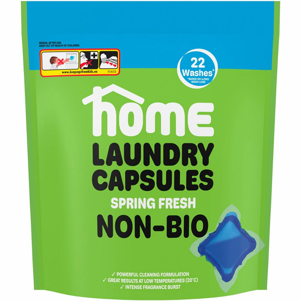 HOME Spring Fresh Fragranced Non Biological Capsules 396g (22 x 18g ...