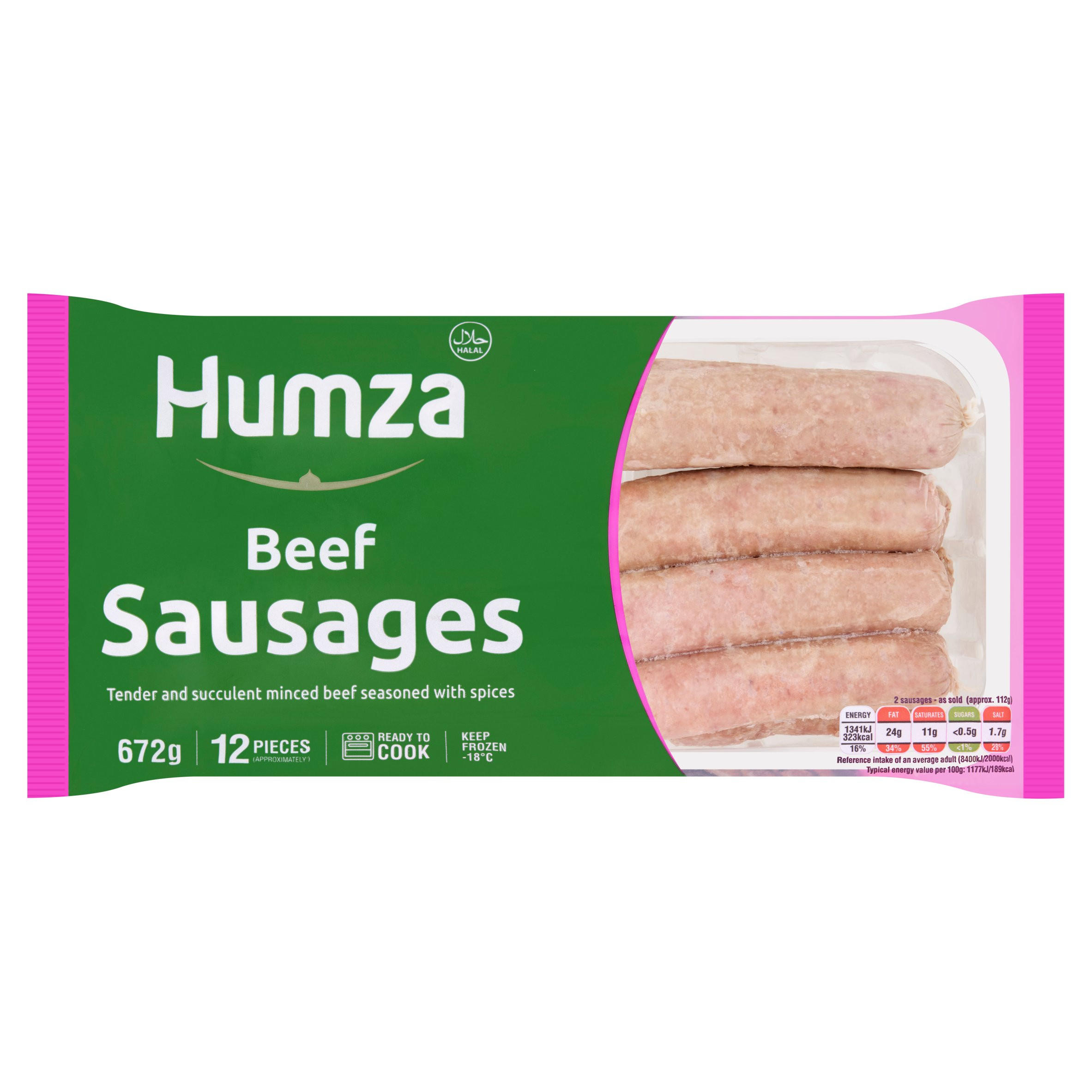 Humza Beef Sausages 672g | Sausages | Iceland Foods