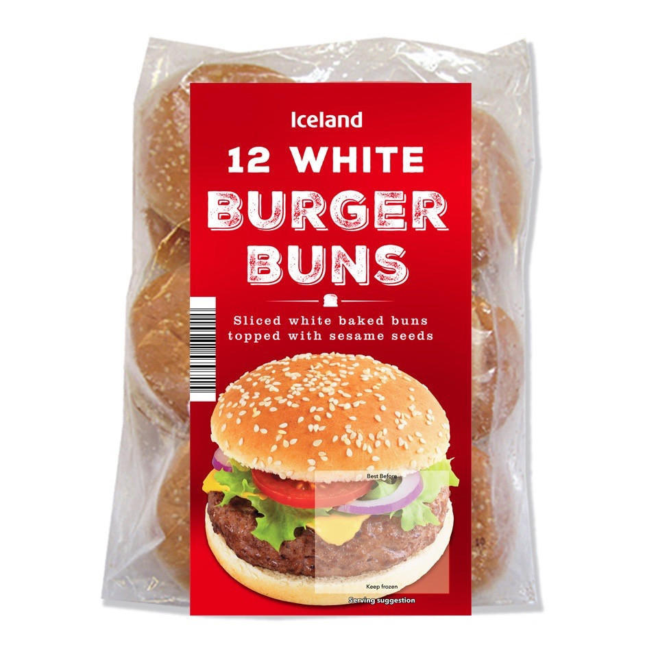 Iceland 12 White Burger Buns | Rolls & Part Baked | Iceland Foods
