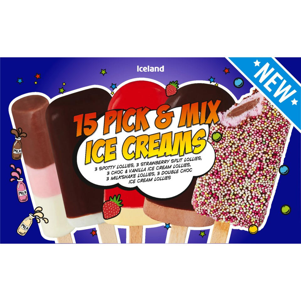 Iceland 15 Pick And Mix Ice Cream 582g Ice Cream Cones Sticks And Bars