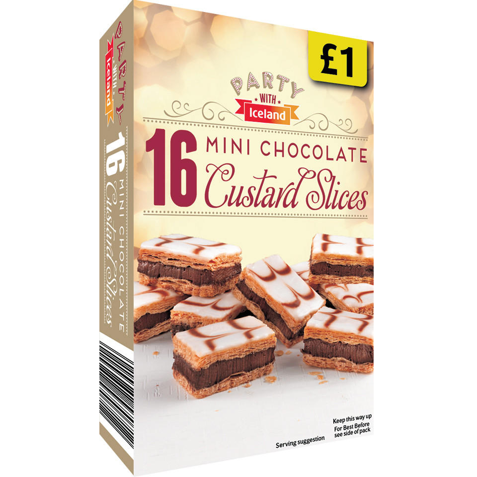 Iceland 16 Mini Chocolate Custard Slices 220g Frozen Party Food Iceland Foods