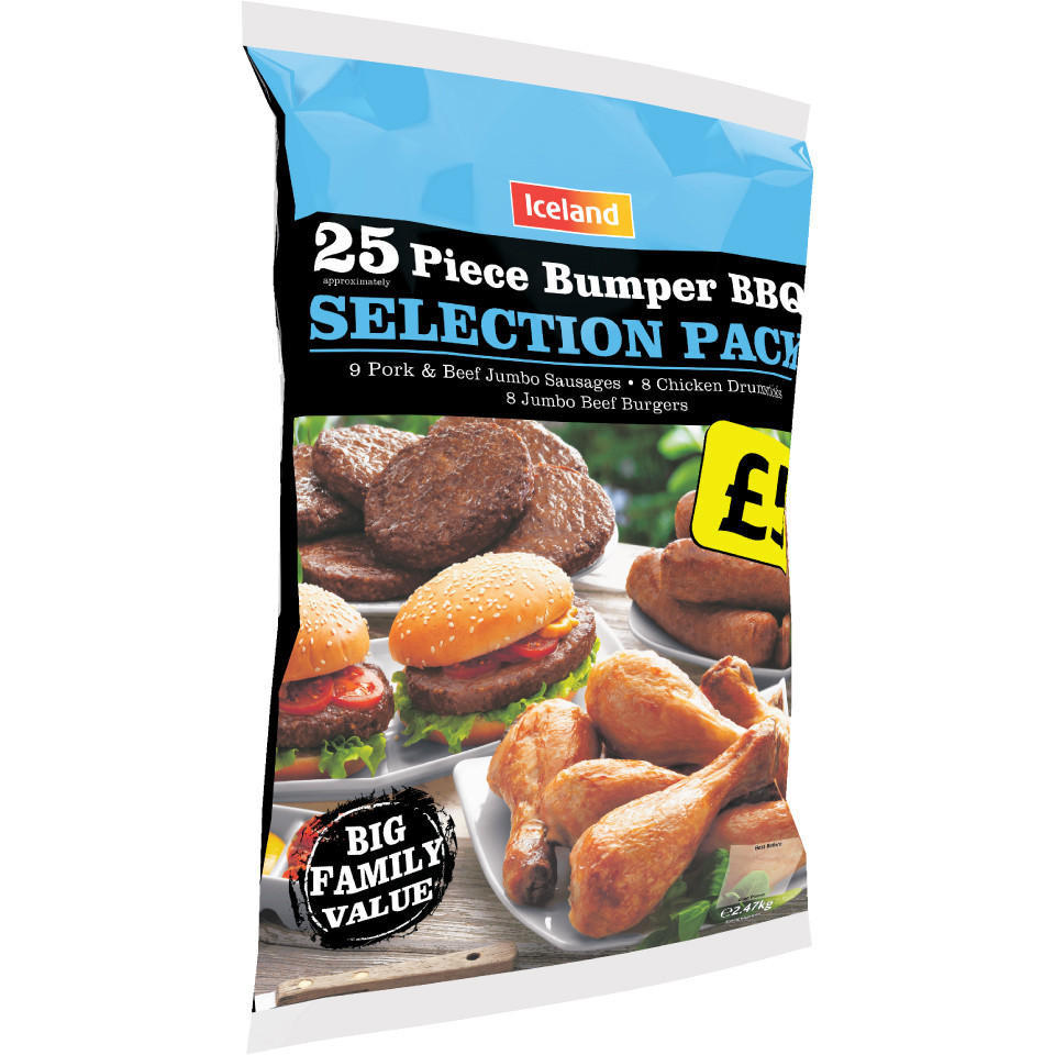 Iceland 25 Piece Bumper BBQ Selection Pack 2.47Kg | Get Match Ready ...