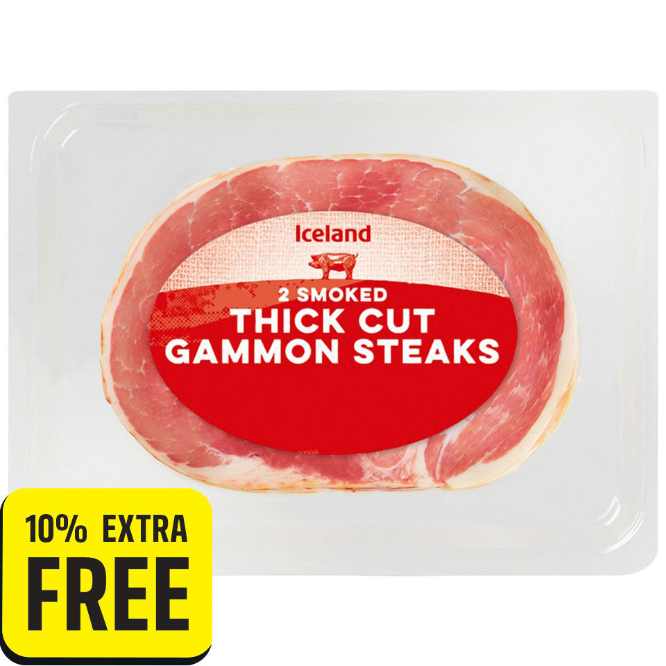 Iceland 2pk Thick Cut Smoked Gammon Steaks Extra Free 440g | Bacon ...