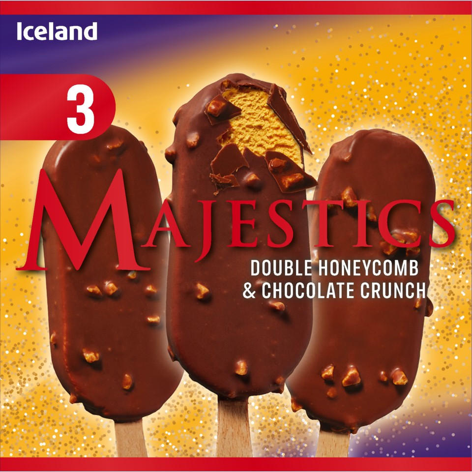 Iceland 3 Majestics Double Honeycomb & Chocolate Crunch 186g | Ice ...