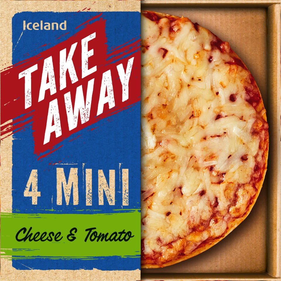 Iceland Takeaway 4 Mini Pizzas – Cheese & Tomato 356g | Pizza Snacks ...