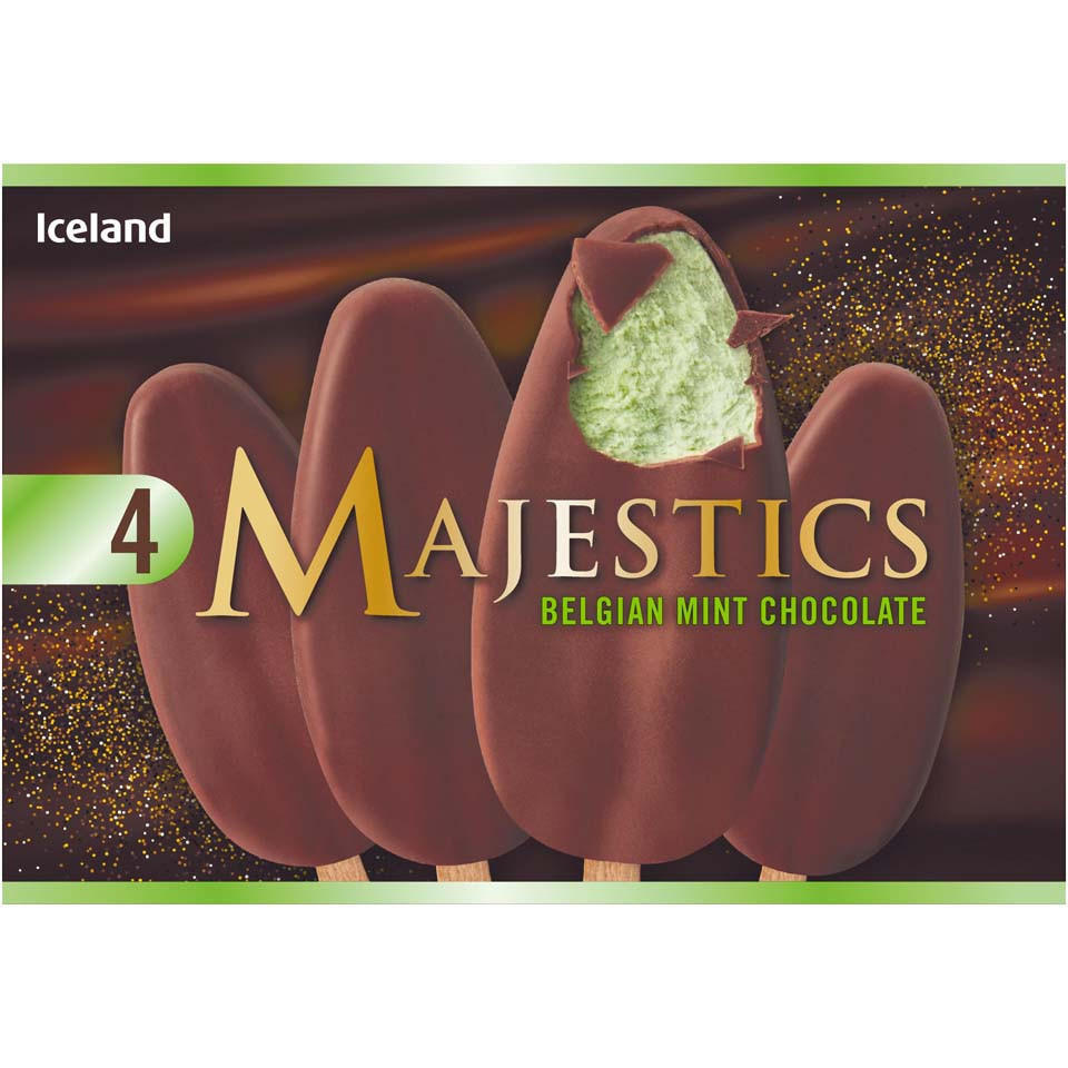 Iceland 4 Mint Majestics 480ml | Ice Cream Cones, Sticks & Bars ...