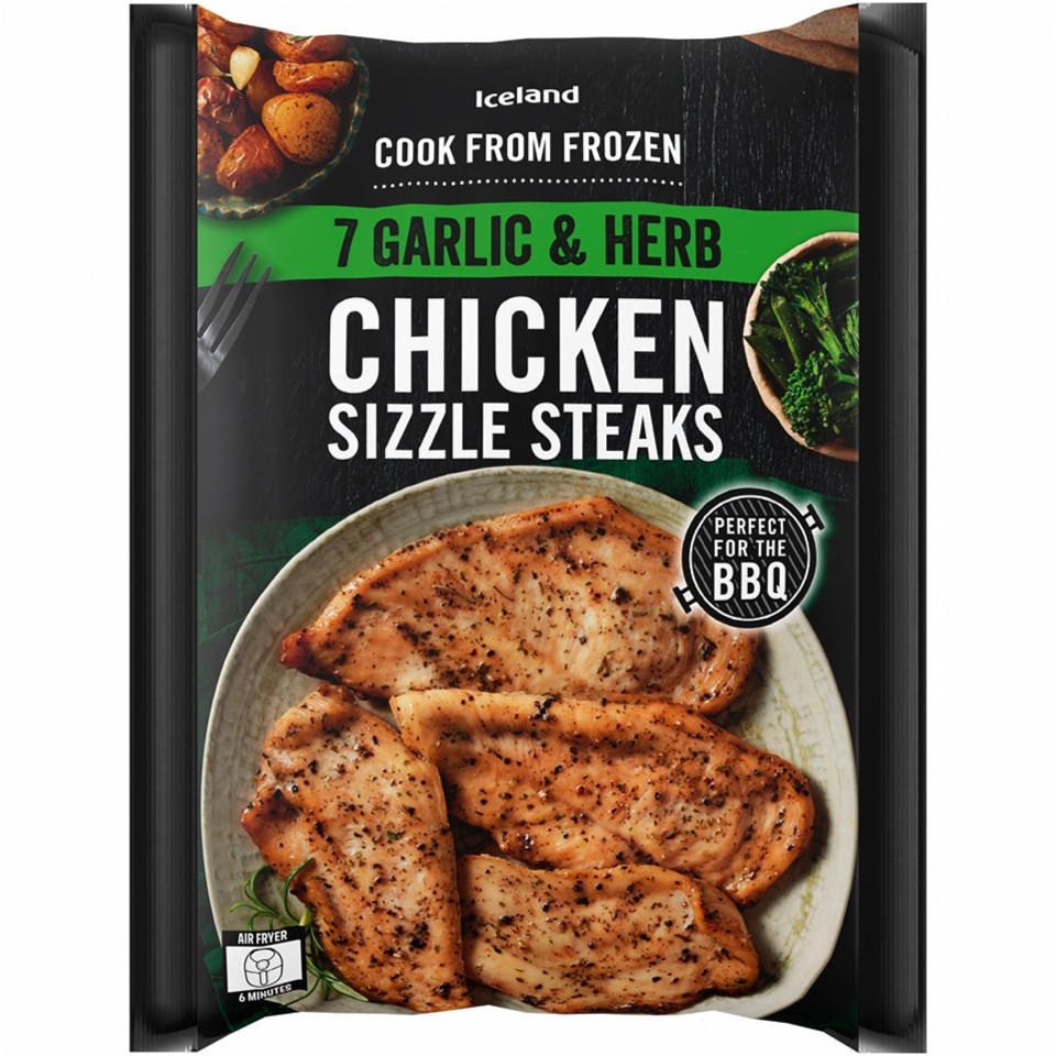 Iceland 7 Garlic & Herb Chicken Sizzle Steaks 450g | Chicken | Iceland ...
