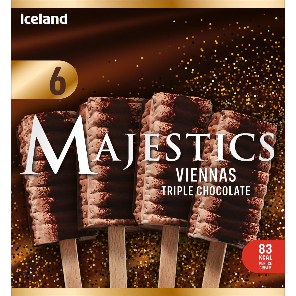 Iceland 6 Majestics Viennas Triple Chocolate 210g | Ice Cream Cones ...