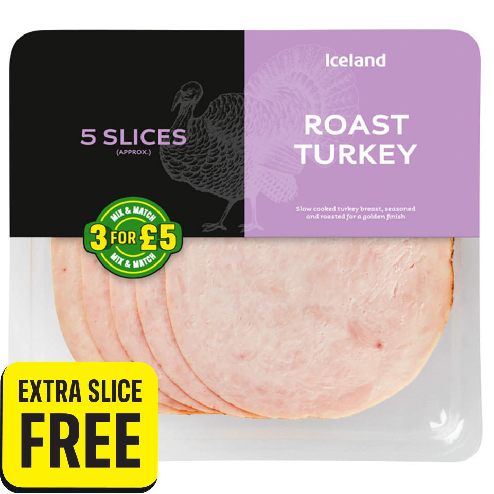 Iceland 6 Slices (Approx.) Roast Turkey 96g | Chicken & Turkey ...
