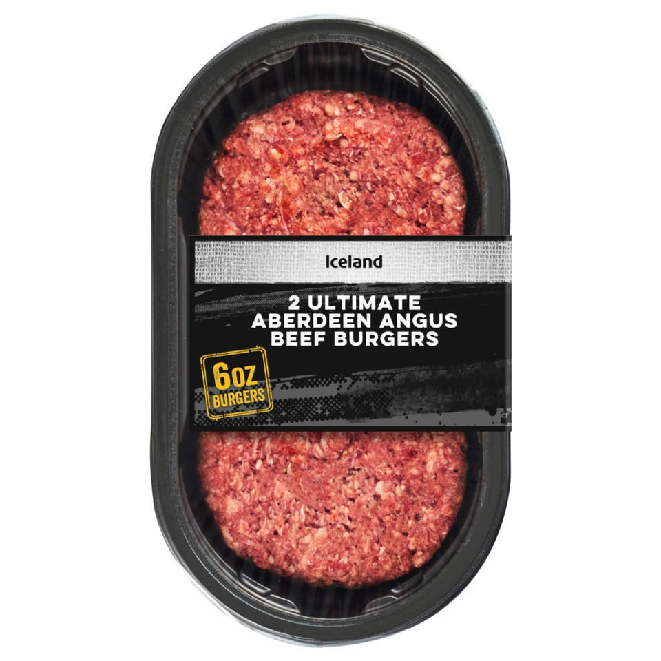 Iceland 6oz 2 Ultimate Aberdeen Angus Beef Burgers | Beef | Iceland Foods