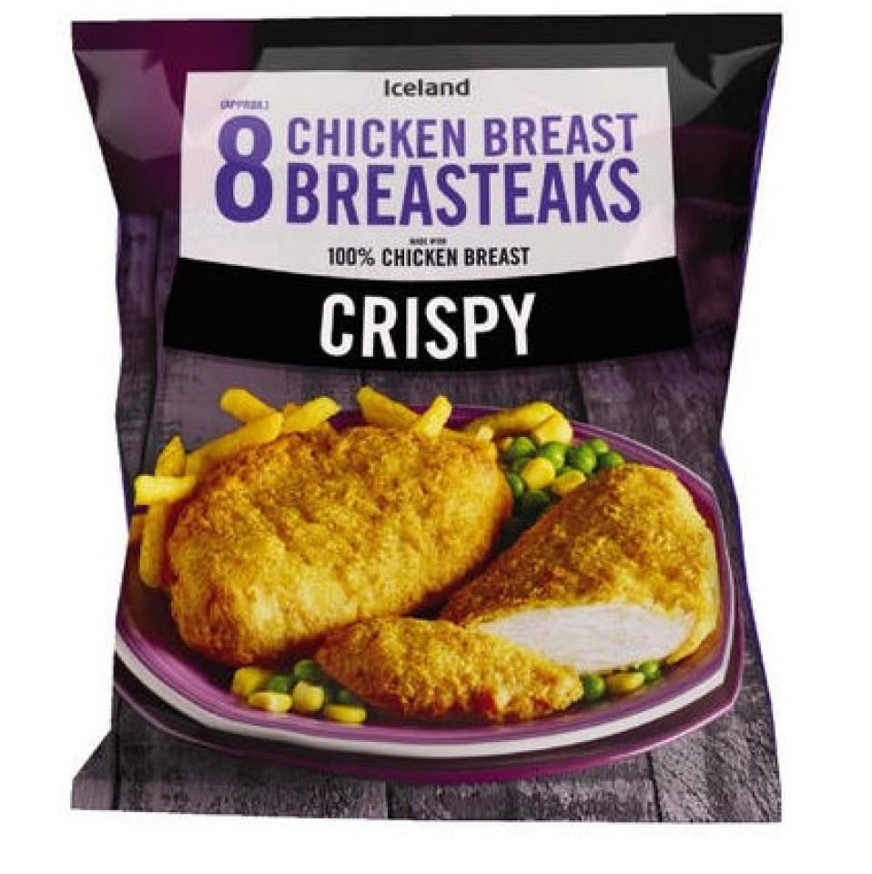 Iceland 8 (approx.) Crispy Chicken Breast Breasteaks 680g | Breaded ...