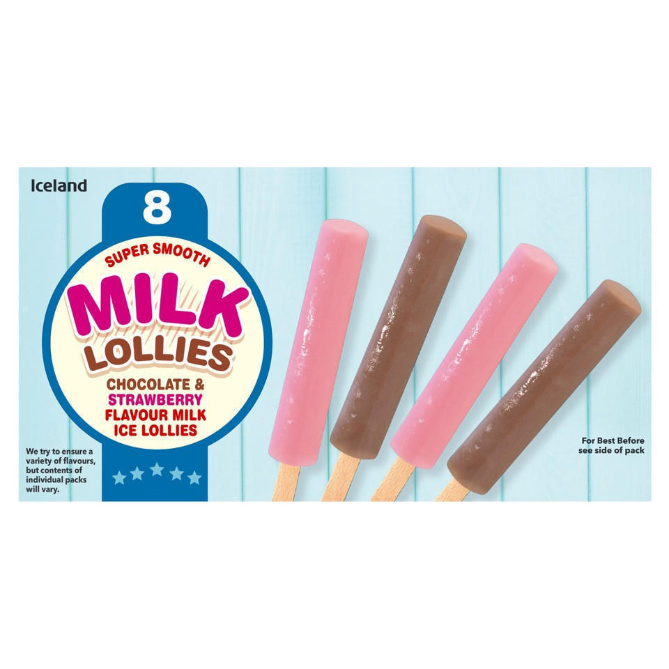 Iceland 8 Super Smooth Milk Lollies 280ml | Ice Cream Cones, Sticks ...