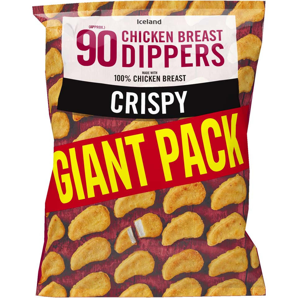 Iceland 90 (approx.) Crispy Chicken Breast Dippers 1.62kg | Breaded ...