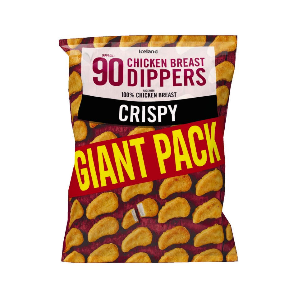 Iceland 90 (approx.) Crispy Chicken Breast Dippers 1.62kg | Breaded ...
