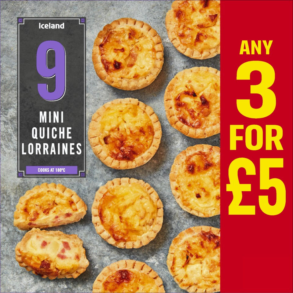 Iceland 9 Mini Quiche Lorraines 194g | Party Food & Platters | Iceland ...