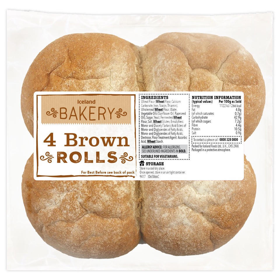 Iceland Bakery 4 Brown Rolls | Rolls & Part Baked | Iceland Foods