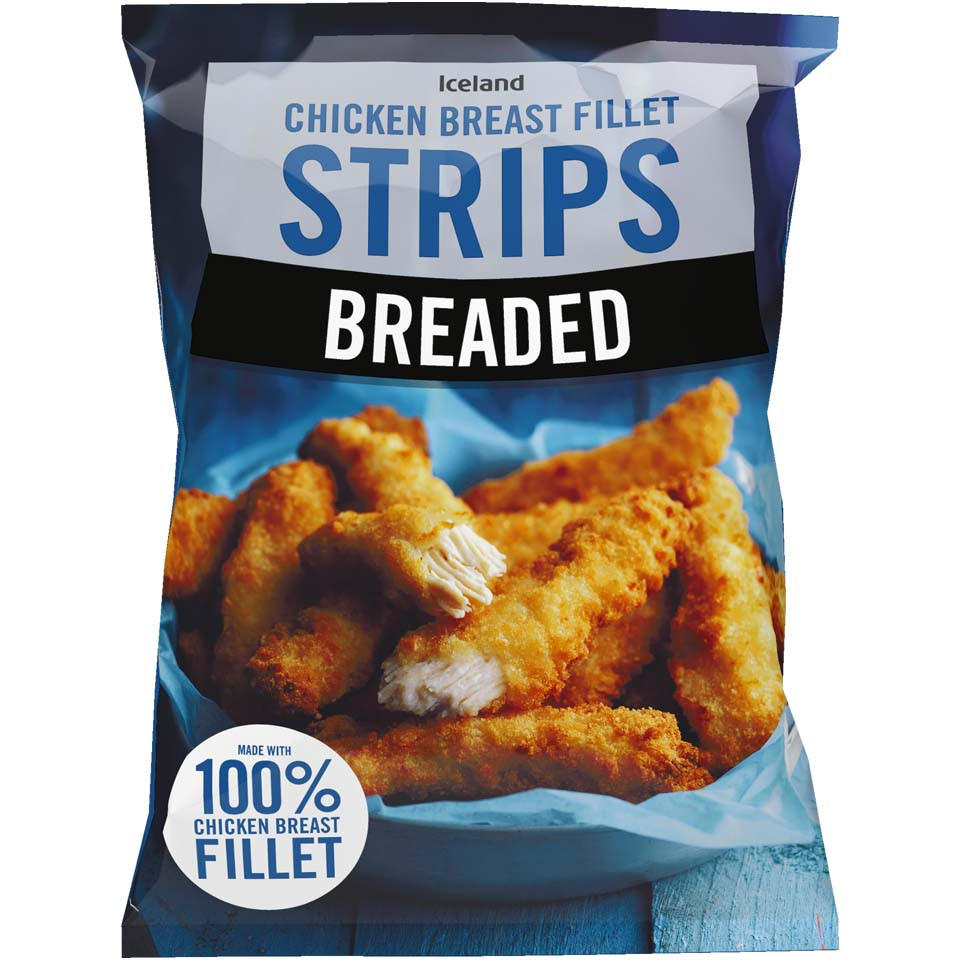 Iceland Breaded Chicken Breast Fillet Strips 600g | Breaded & Battered ...