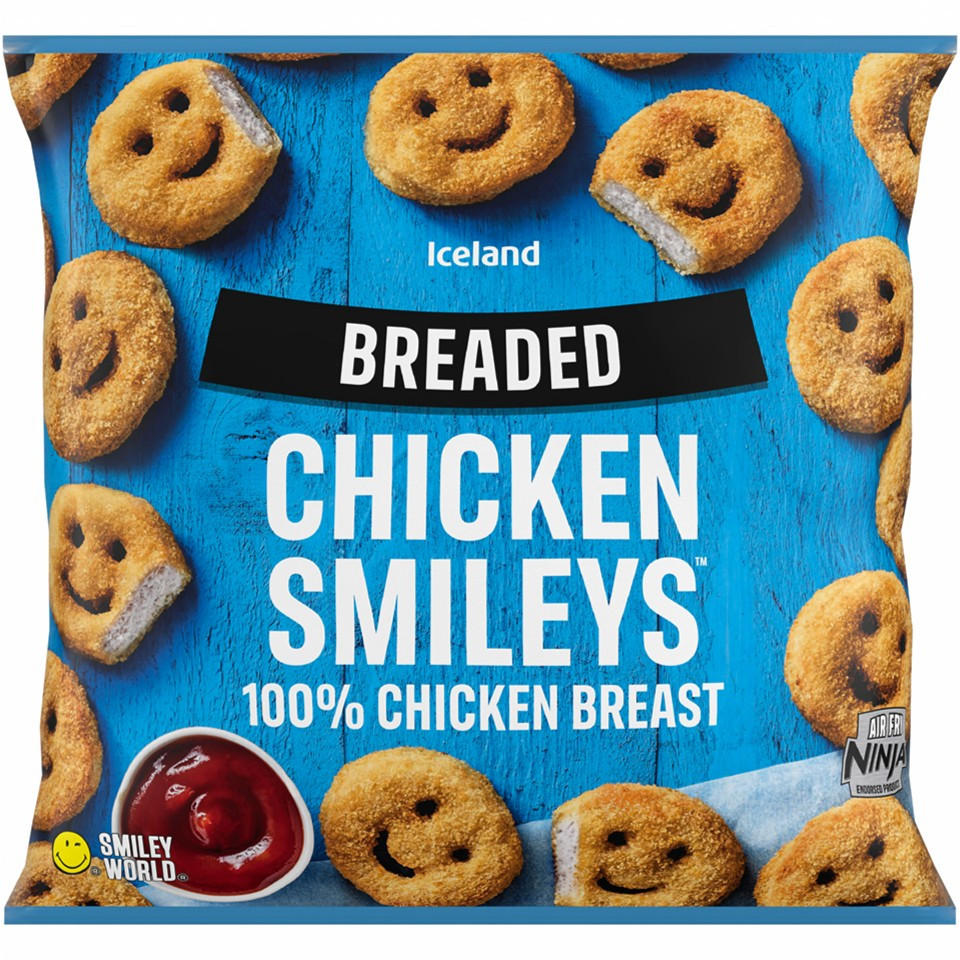 Iceland Breaded Chicken Breast Smileys™ 500g | Breaded & Battered ...