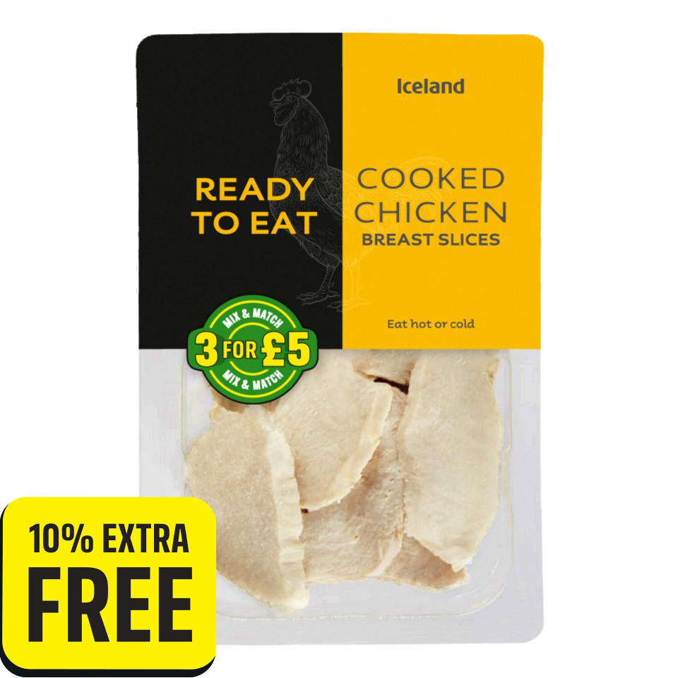 Iceland Ready to Eat Cooked Chicken Breast Slices 160g + 10% Extra Free ...
