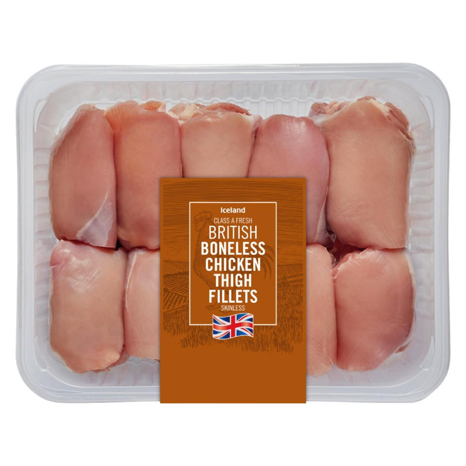 Iceland Class A Fresh British Boneless Chicken Thigh Fillets Skinless ...