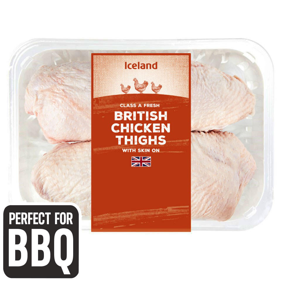 Iceland Class A Fresh British Chicken Thighs with Skin on 750g ...