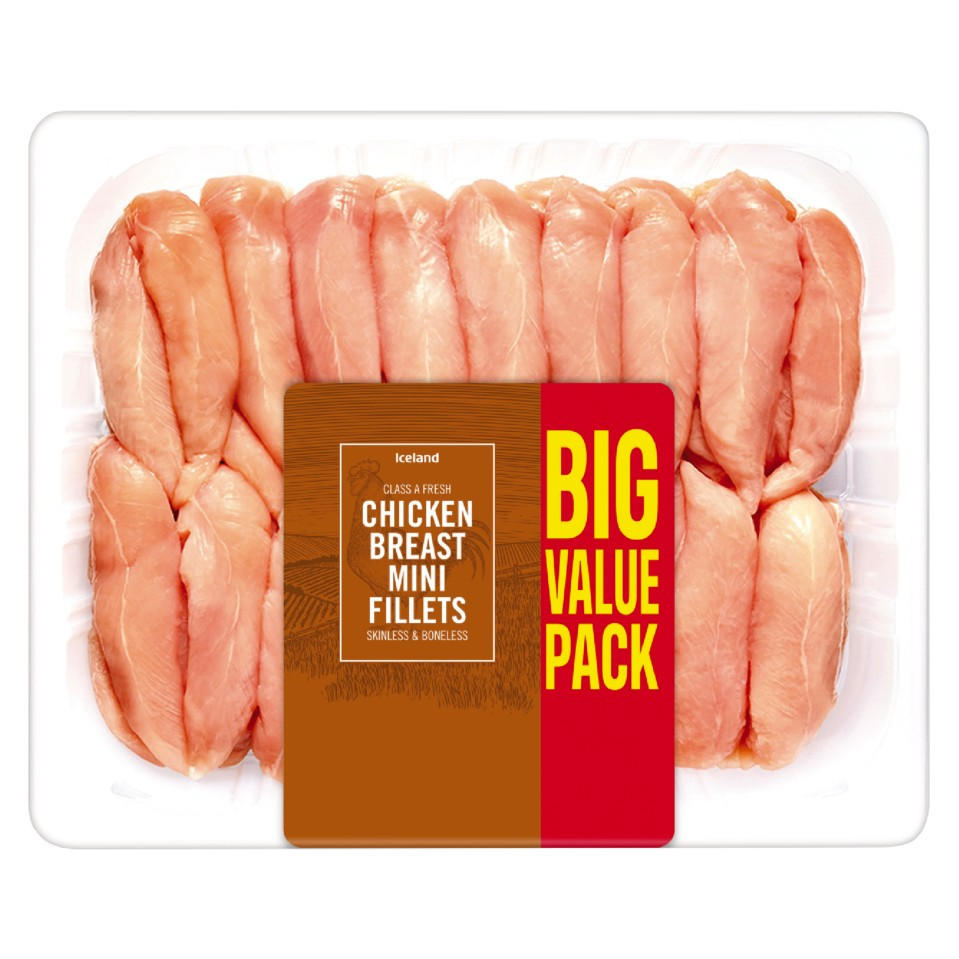 Iceland Class A Fresh Chicken Breast Mini Fillets Skinless And Boneless 165kg Chicken