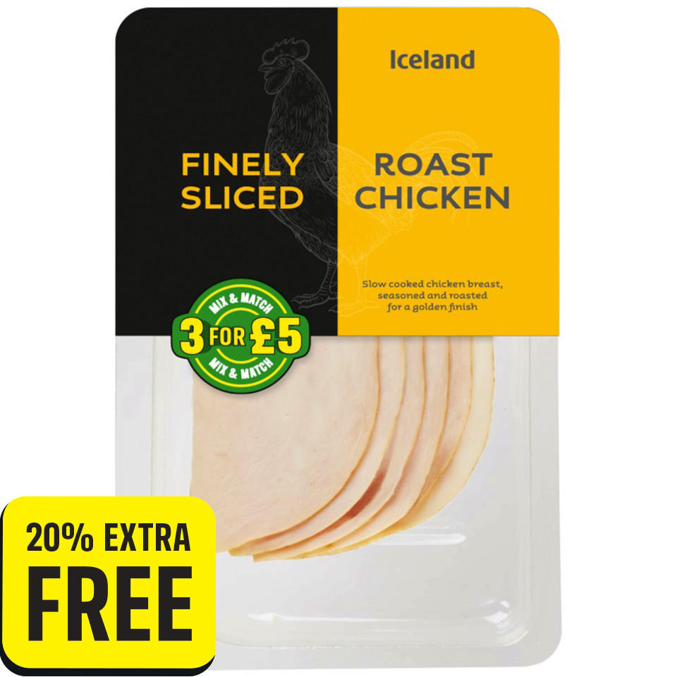 Iceland Finely Sliced Roast Chicken 120g | Chicken & Turkey | Iceland Foods