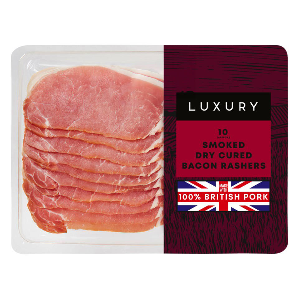 Iceland Luxury 10 (Approx.) Smoked Dry Cured Bacon Rashers 300g | Bacon ...