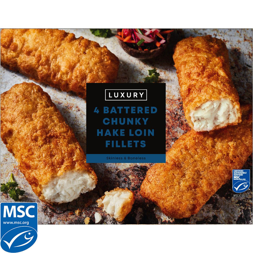 Iceland Luxury 4 Battered Chunky Hake Loin Fillets 600g | Iceland Foods