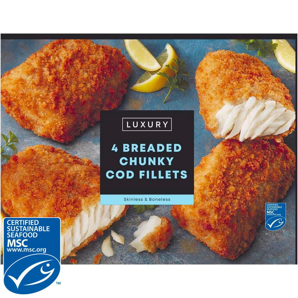 Iceland Luxury 4 Breaded Chunky Cod Fillets 500g | Battered & Breaded ...