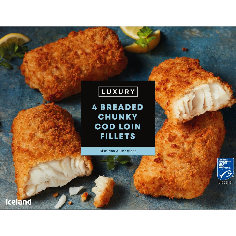 Iceland Luxury 4 Breaded Chunky Cod Loin Fillets 500g | Battered ...