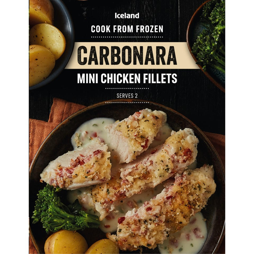 Iceland Luxury Carbonara Mini Chicken Fillets 400g | Chicken | Iceland ...