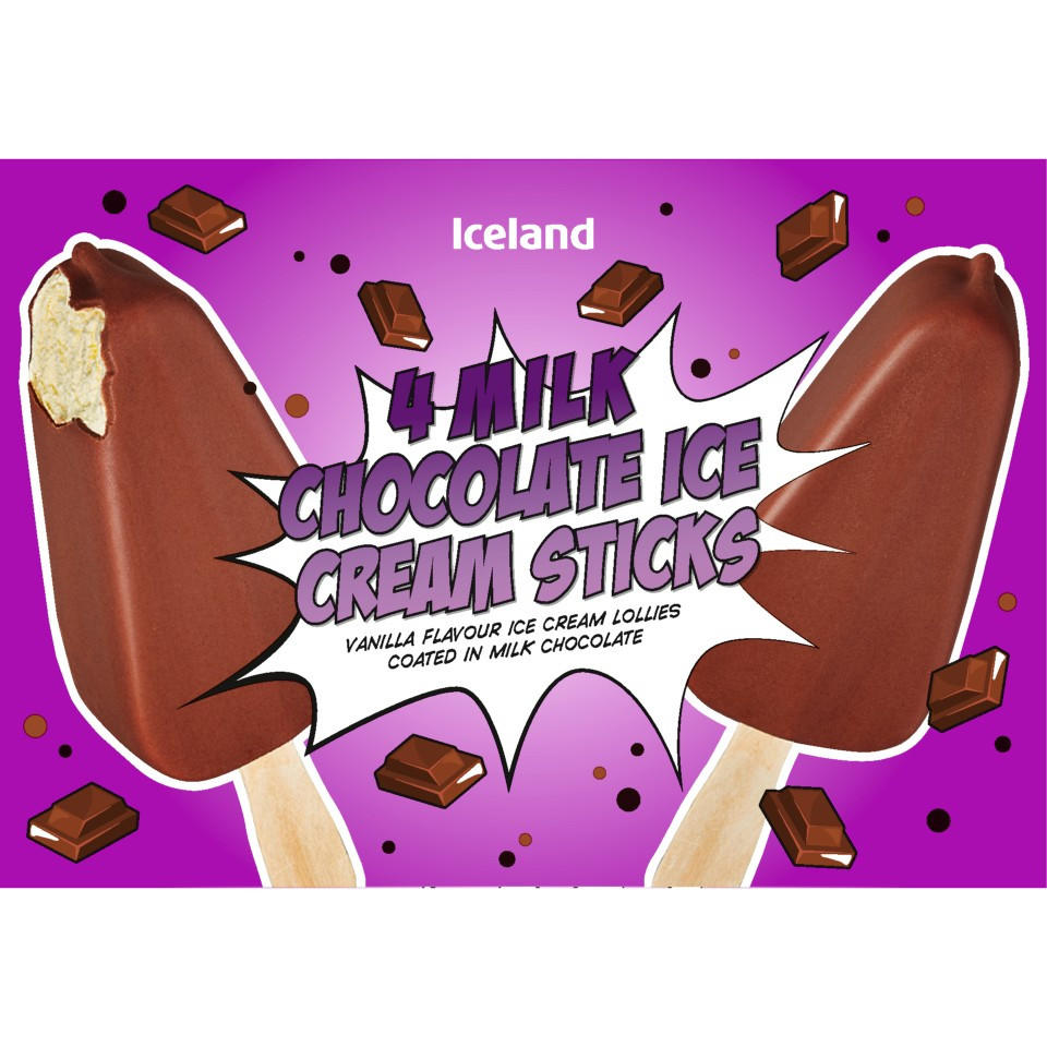 Iceland Milk Chocolate Ice Cream Sticks 252 g | Ice Cream Cones, Sticks ...