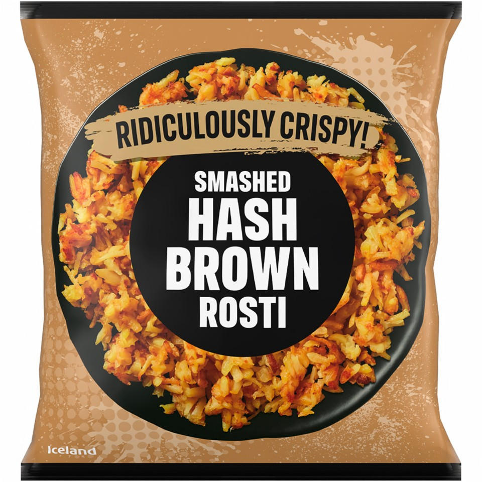 Iceland Ridiculously Crispy Smashed Hash Brown Rosti 500g | Potatoes ...