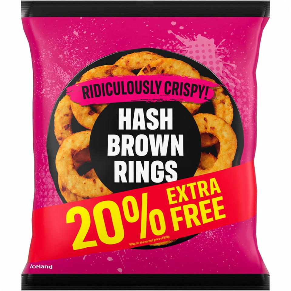 Iceland Ridiculousy Crispy Hash Brown Rings 960g | Vegetable Side ...