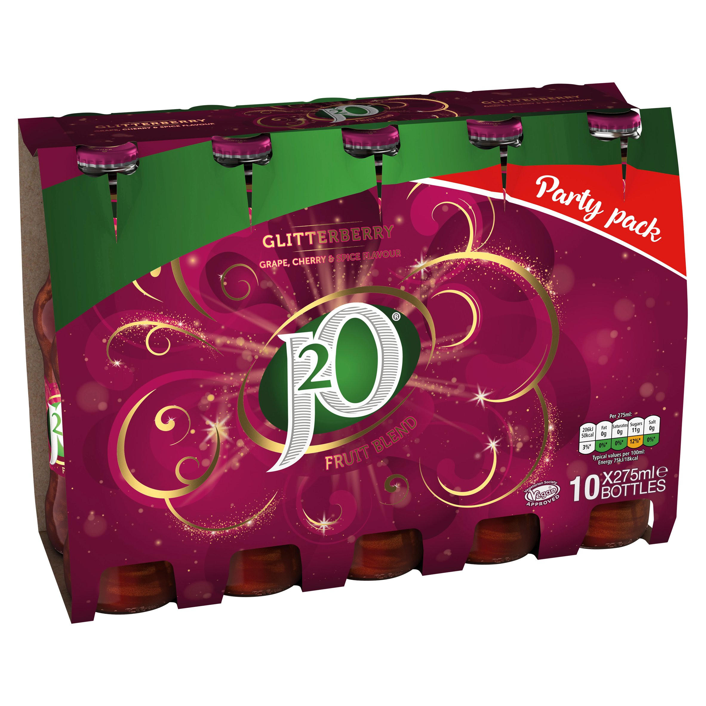 J2O Glitterberry 10 x 275ml | Fruit Juice | Iceland Foods
