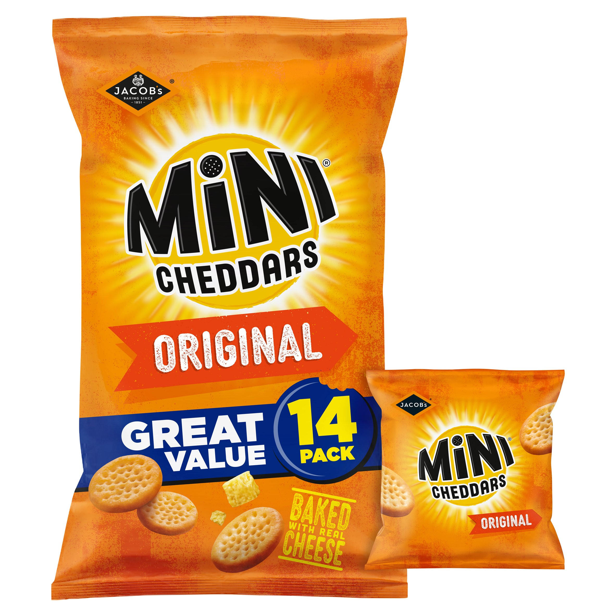 Jacob's Mini Cheddars Original Multipack Snacks 14 Pack 14x23g ...
