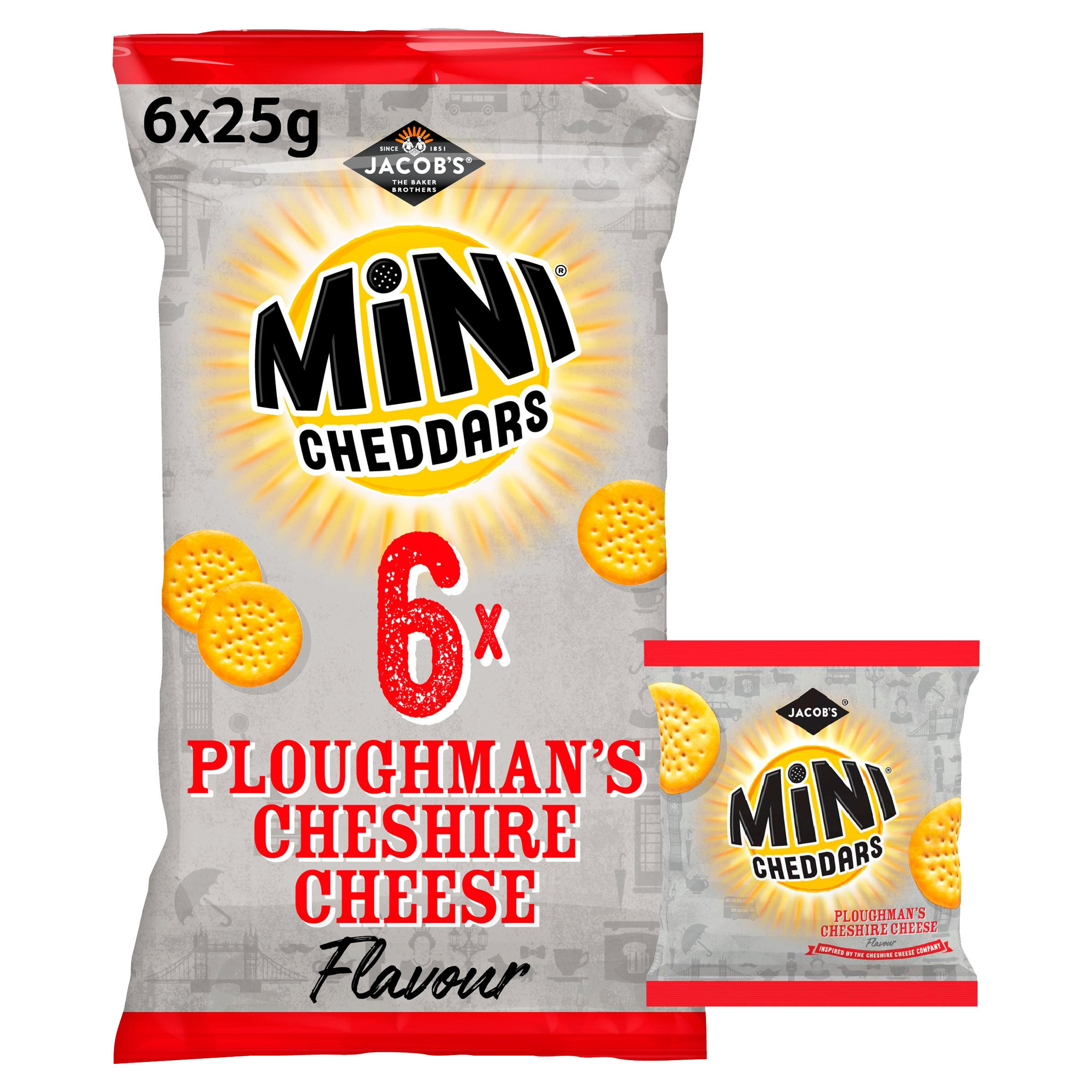 Jacob's Mini Cheddars Ploughman's Cheshire Cheese Snacks 6x25g ...