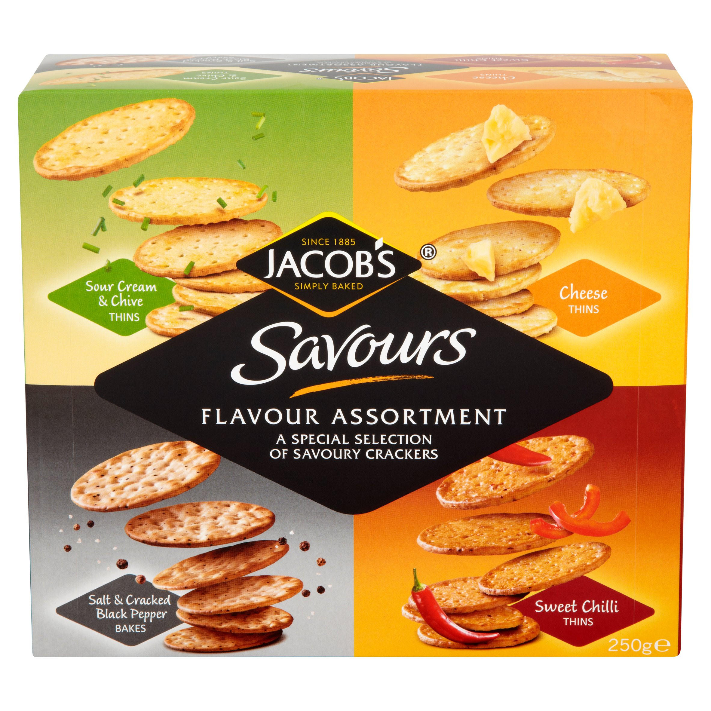 Jacob's Savours Flavour Crackers Assortment 250g | Crackers & Savoury ...
