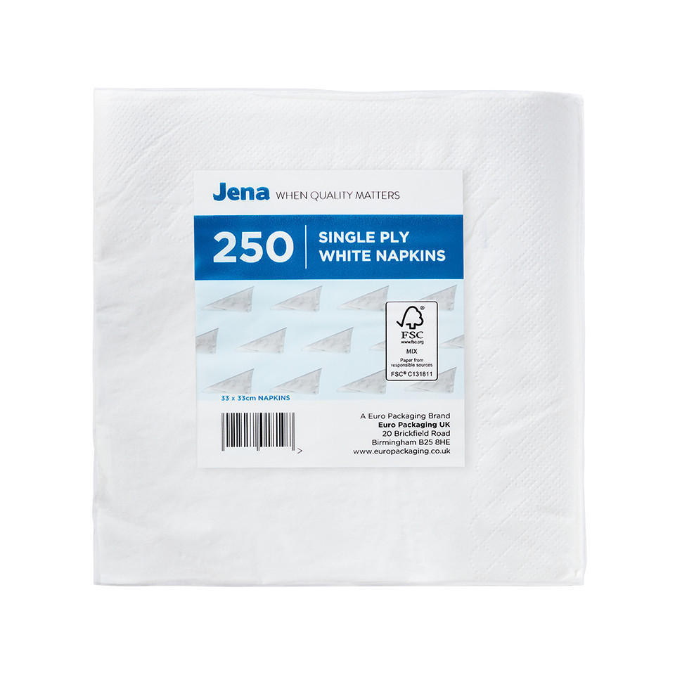 Jena White Napkins 250pk | Cooking and Dining | Iceland Foods