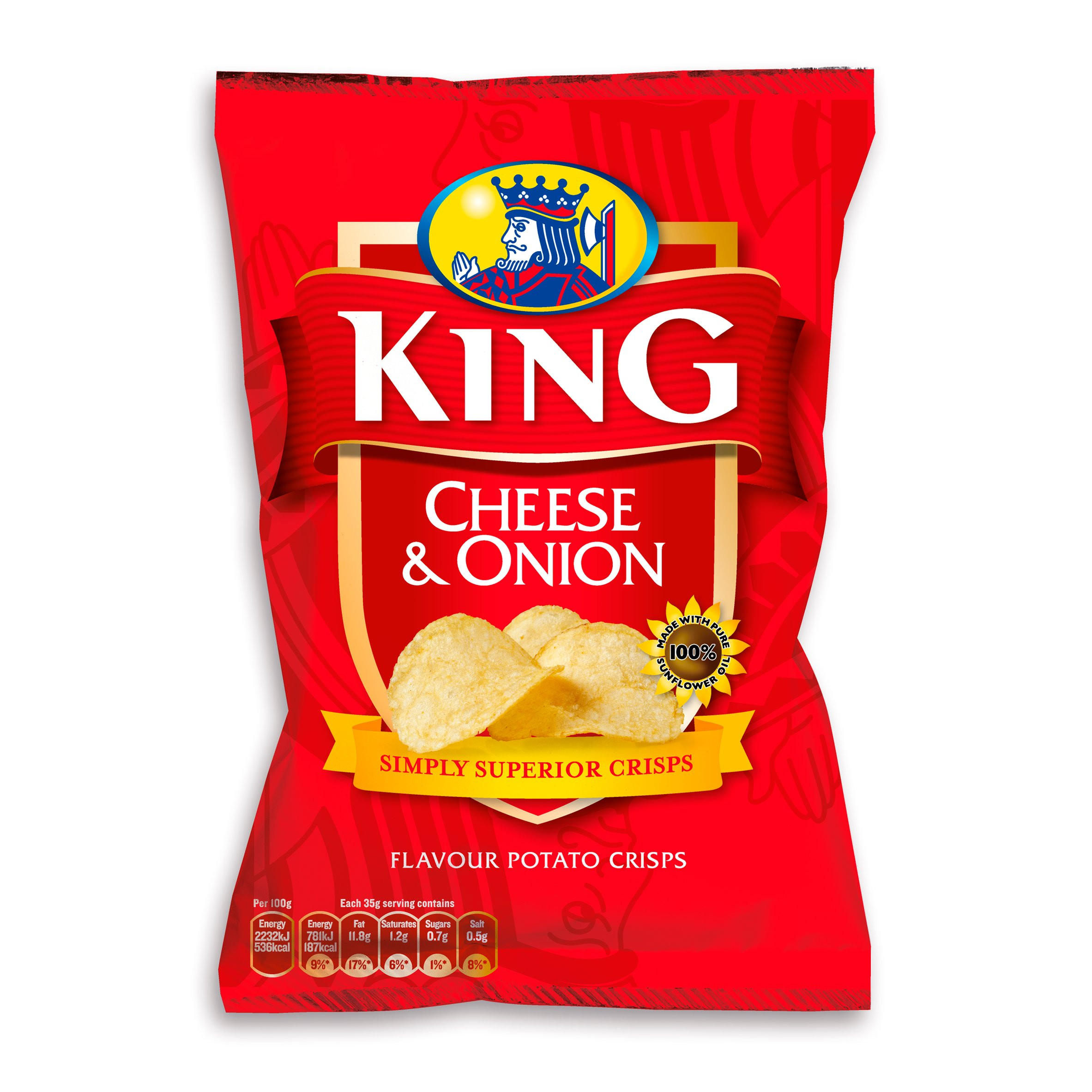 King Cheese & Onion Flavour Potato Crisps 35g | Sharing Crisps ...