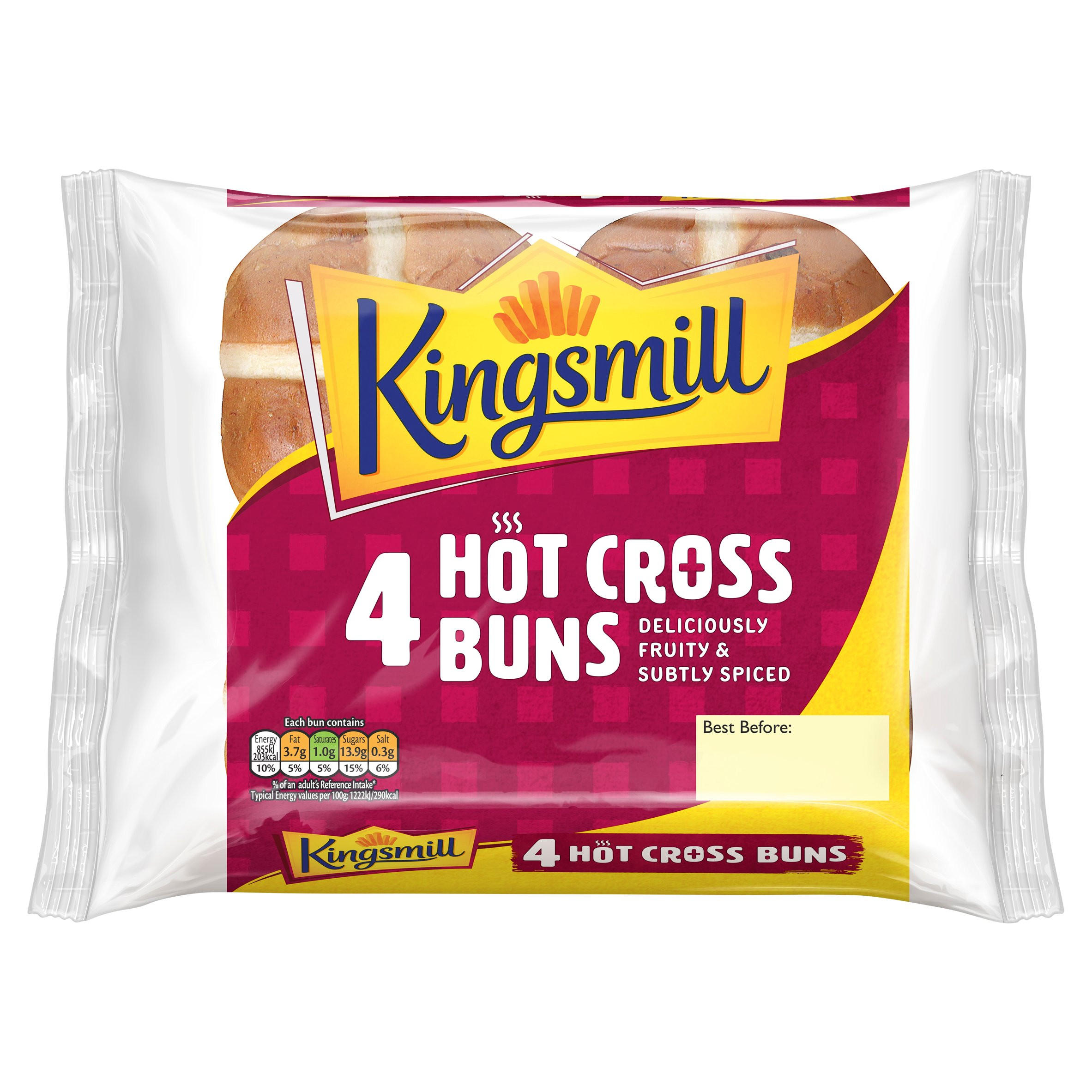 Kingsmill 4 Hot Cross Buns | Fruit Loaves, Teacakes & Scones | Iceland ...