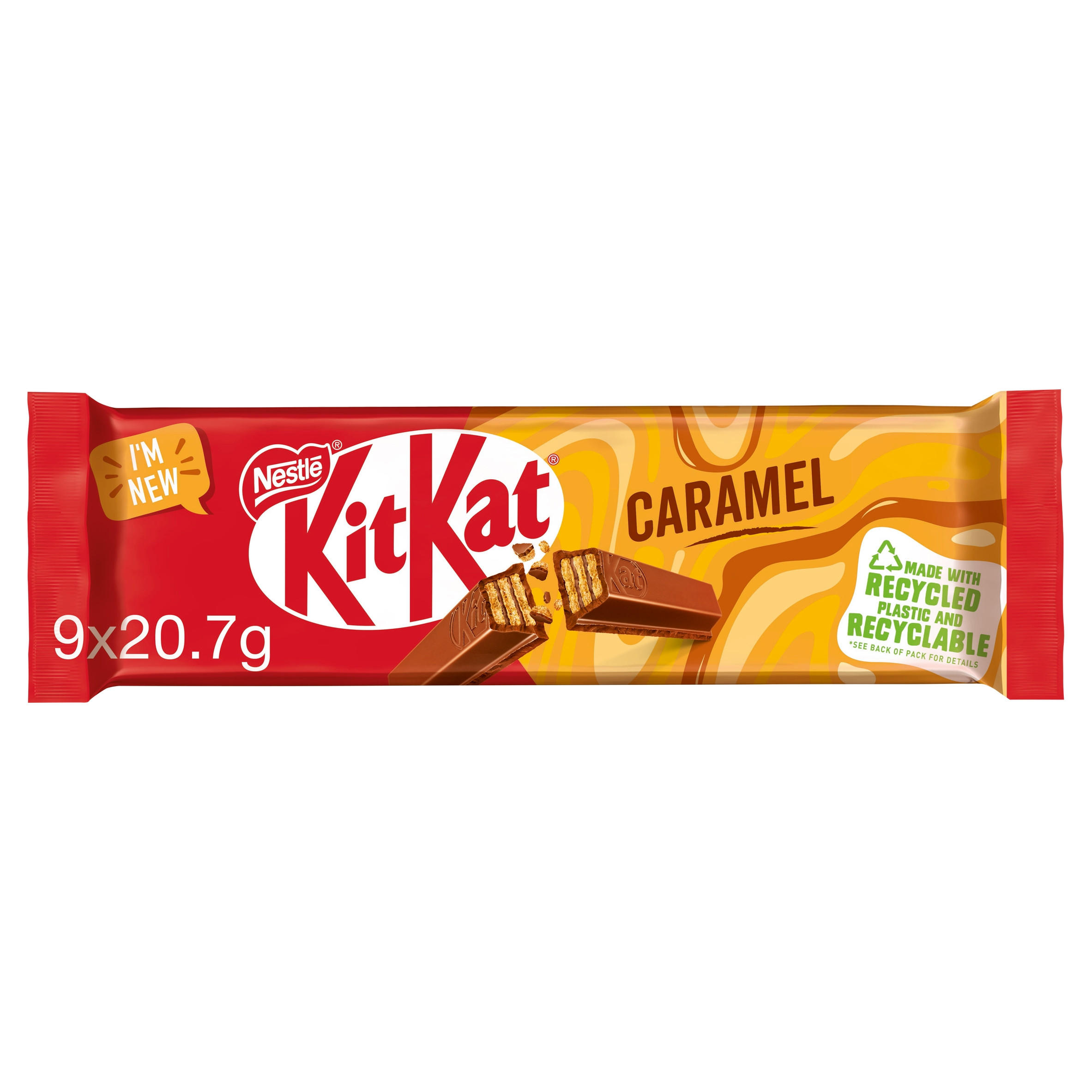 Kit Kat 2 Finger Caramel Chocolate Biscuit Bar Multipack 9 Pack 20.7g ...
