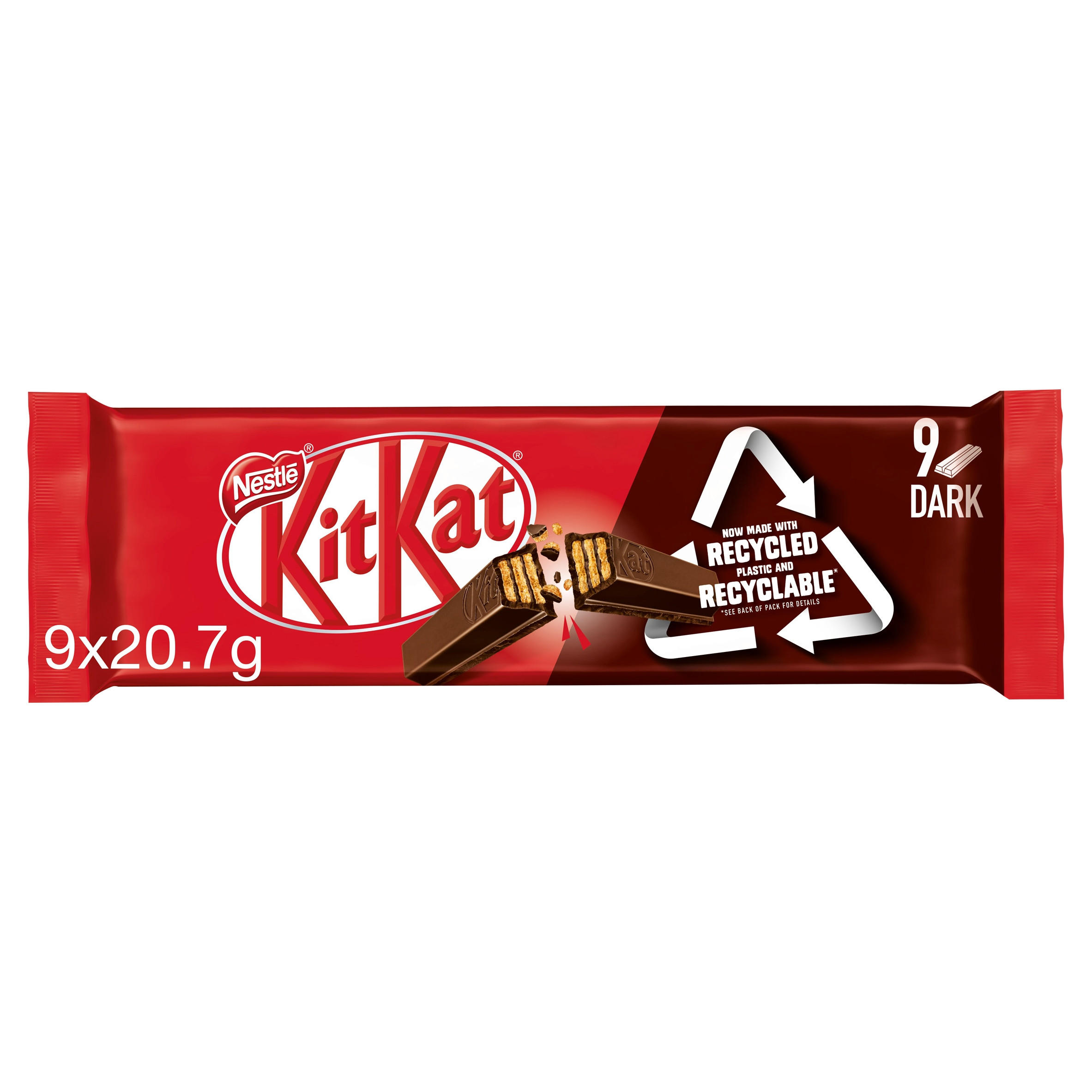 Kit Kat 2 Finger Dark Chocolate Biscuit Bar Multipack 9 Pack 20.7g ...
