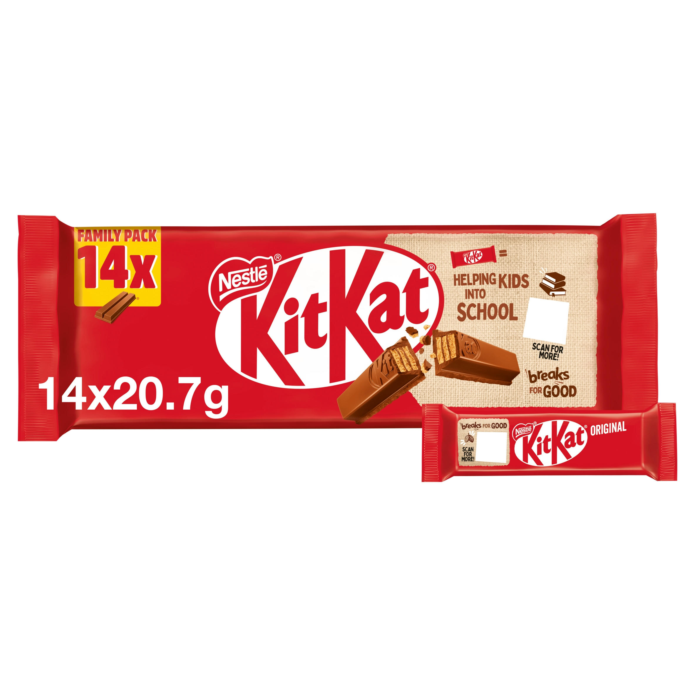 Kit Kat 2 Finger Milk Chocolate Biscuit Bar Multipack 14 Pack 20.7g ...