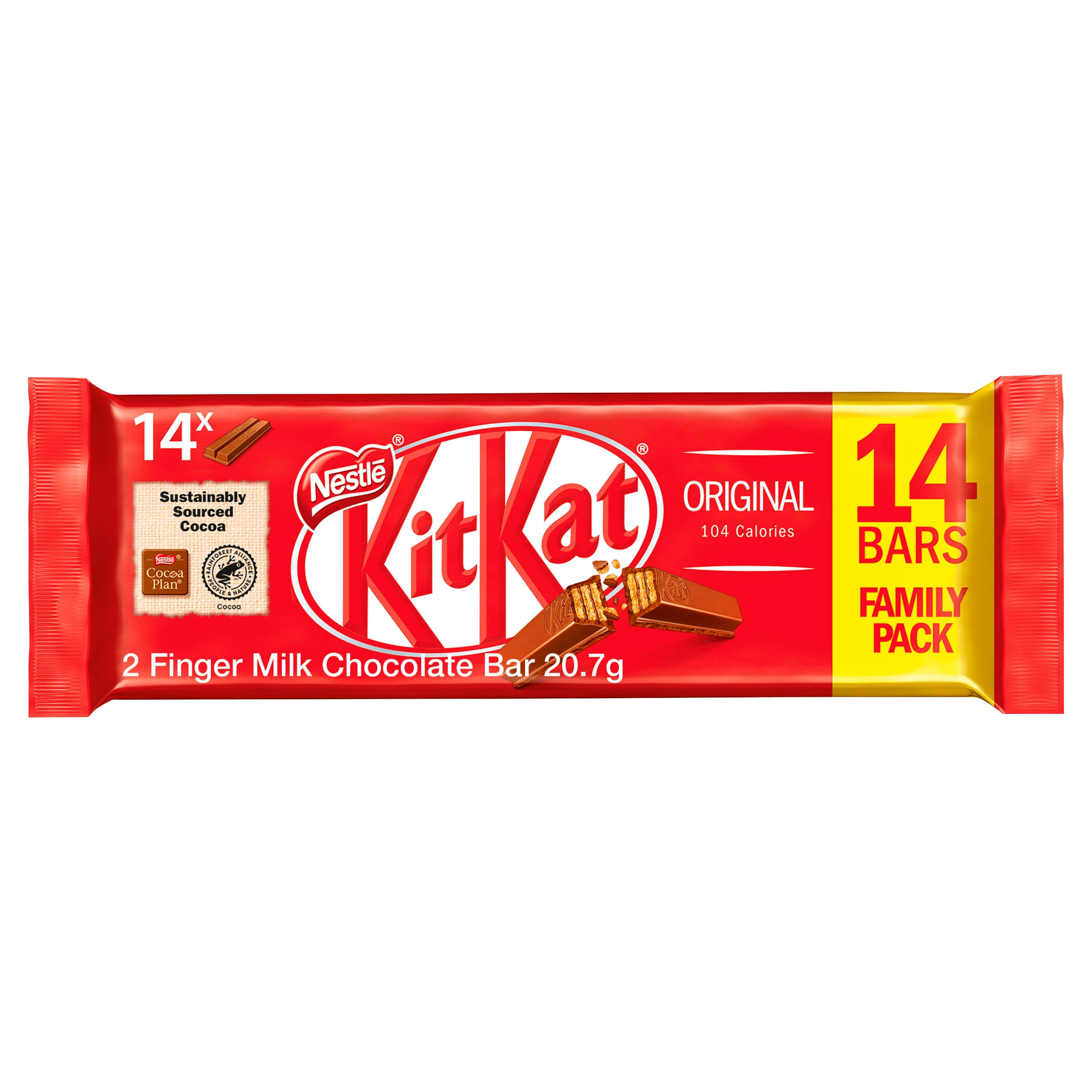Kit Kat 2 Finger Milk Chocolate Biscuit Bar Multipack 14 Pack ...