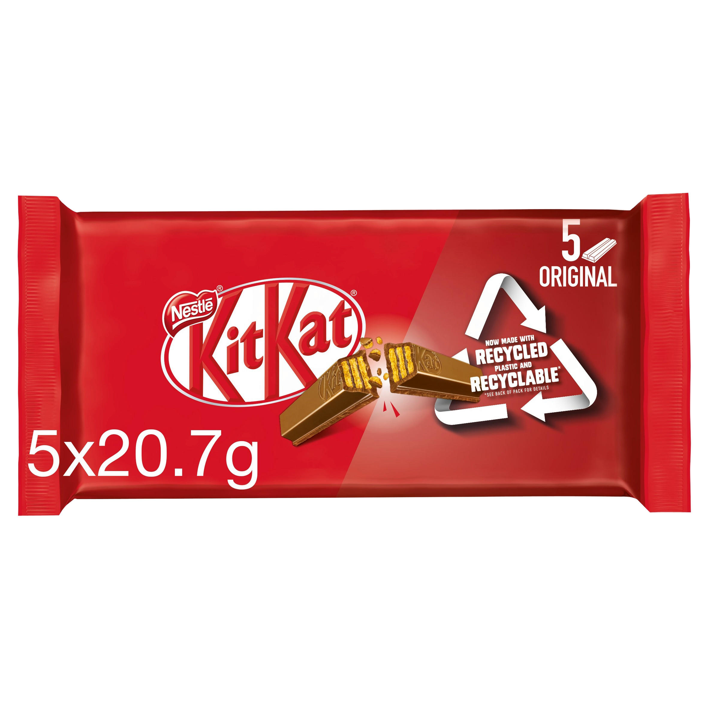 Kit Kat 2 Finger Milk Chocolate Biscuit Bar Multipack 5 Pack ...