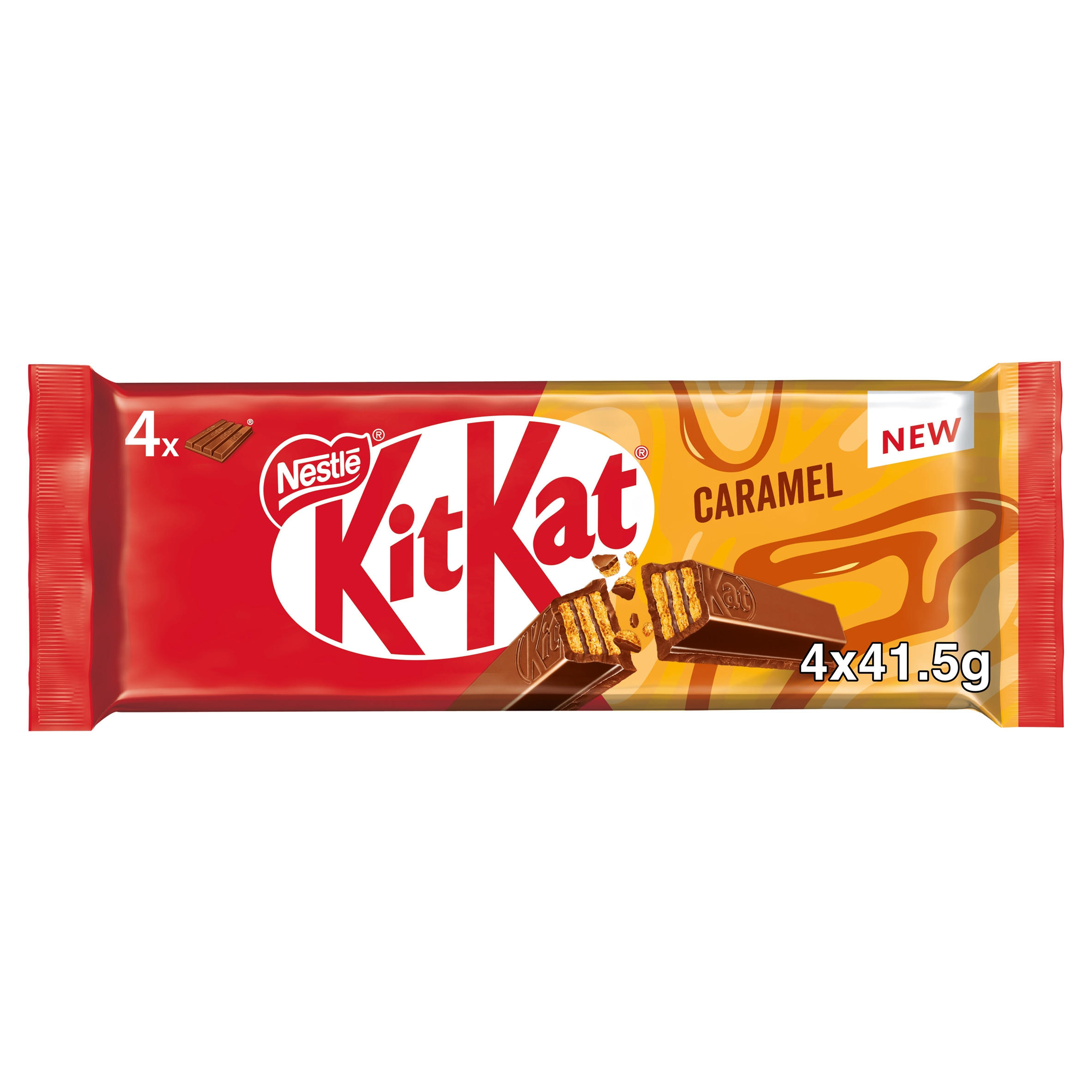 Kit Kat 4 Finger Caramel Milk Chocolate Biscuit Bar Multipack 4 Pack 41 ...