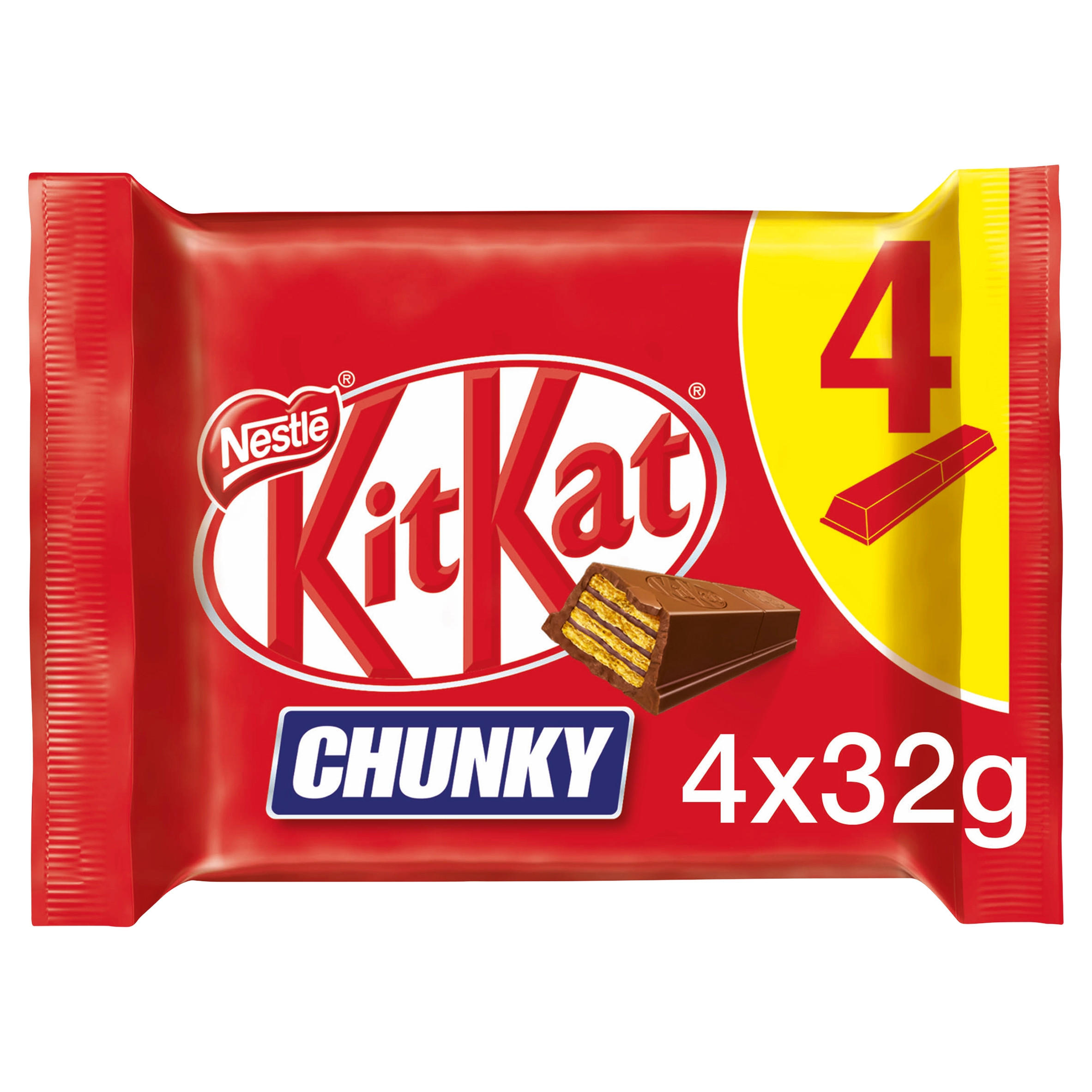Kit Kat Chunky Milk Chocolate Bar Multipack 4 Pack 32g | Multipacks ...