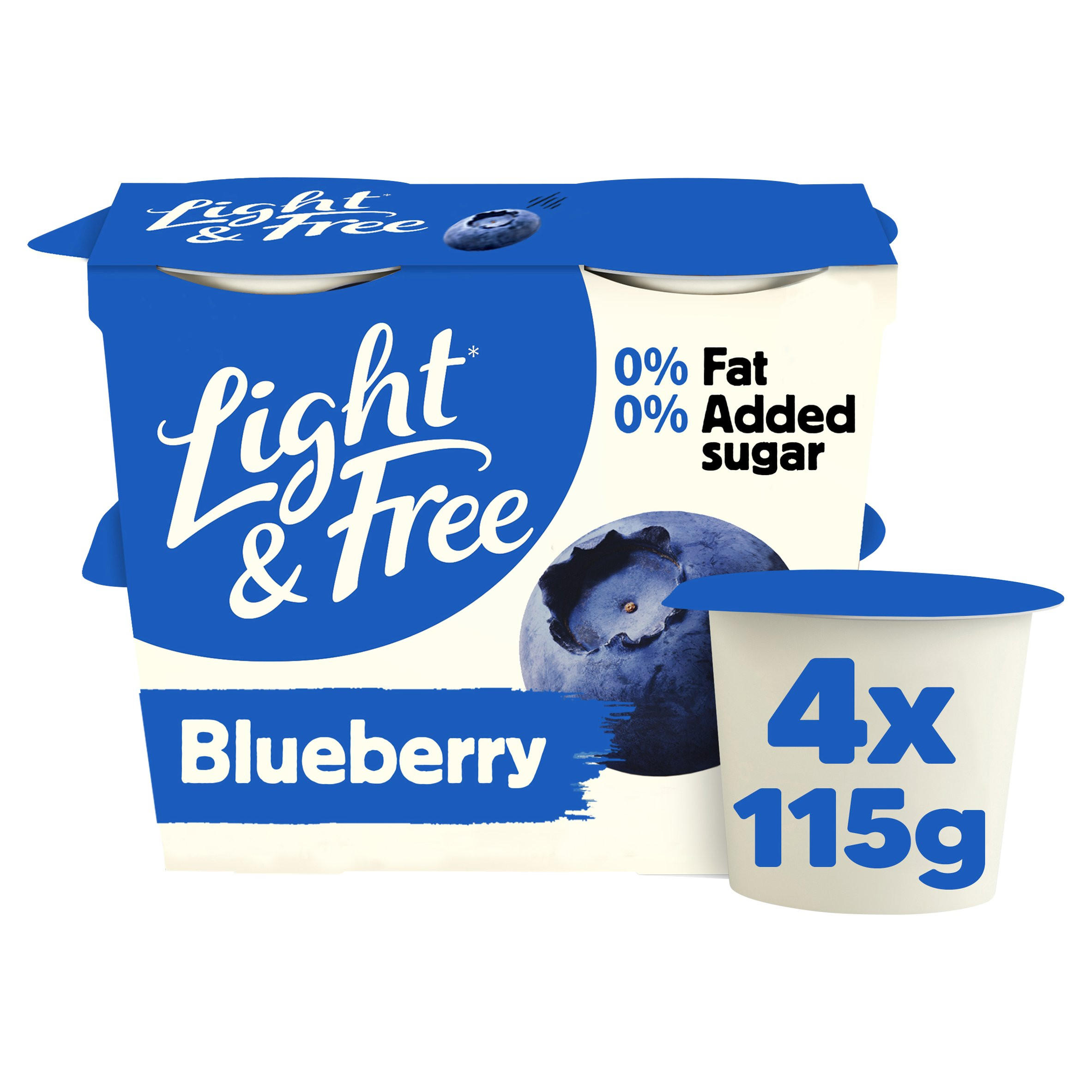 Light & Free Blueberry Greek Style Yogurt 4 x 115g (460g) | Yogurt ...